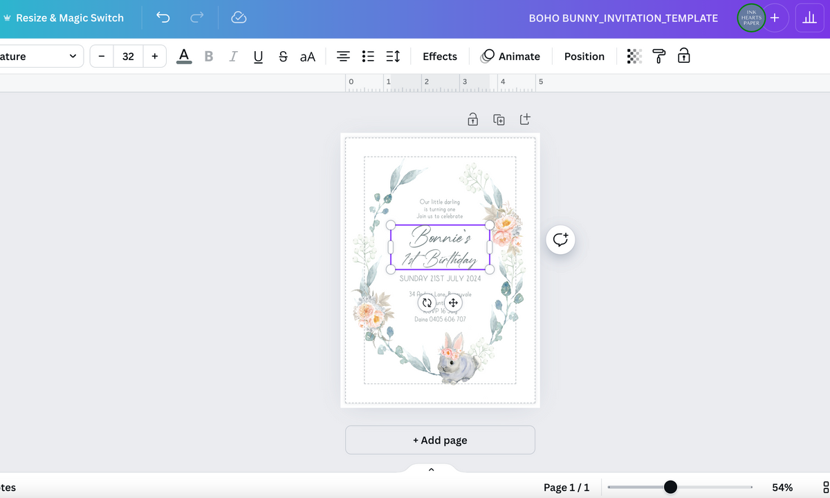 How To Edit Your Invitation Template in Canva For Free – Ink Hearts Paper