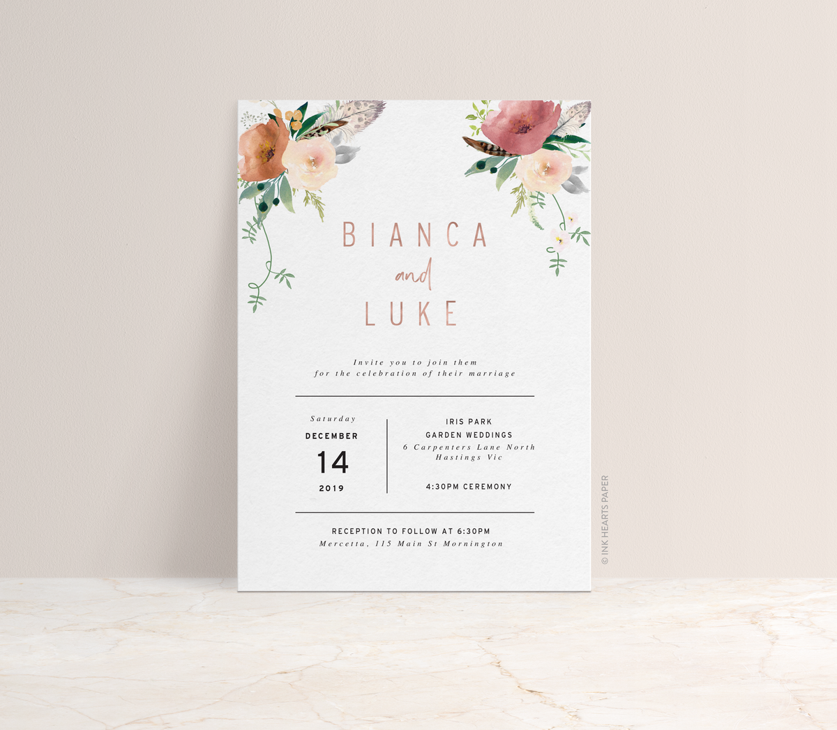 BIANCA - Invitation - Wedding Invitations Australia – Ink Hearts Paper
