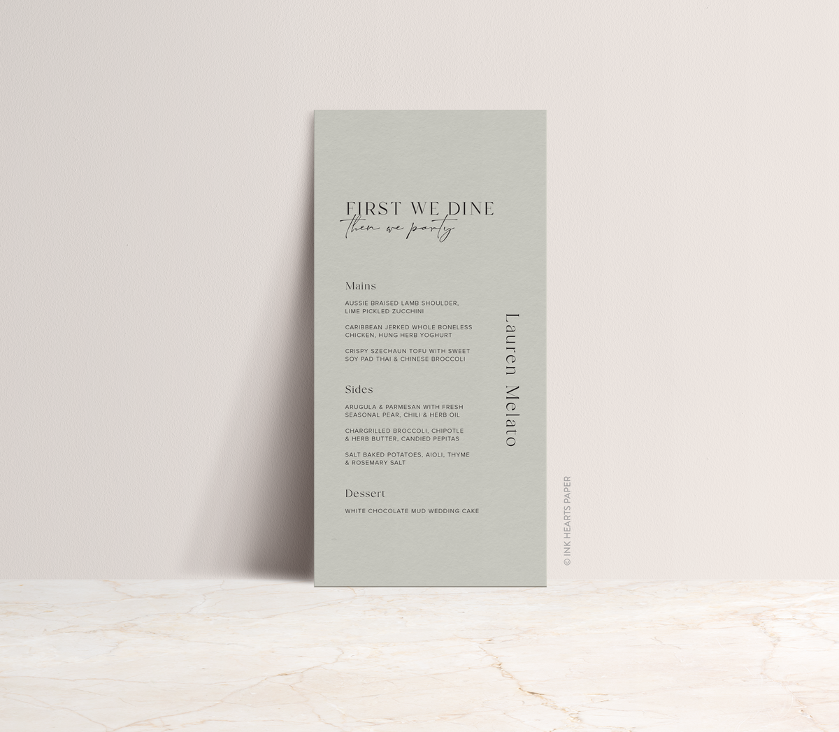 LORETTA - Menu – Ink Hearts Paper